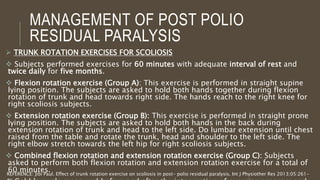Physiotherapy management of poliomyelitis | PPTX