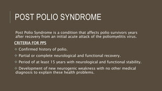 Physiotherapy management of poliomyelitis | PPTX