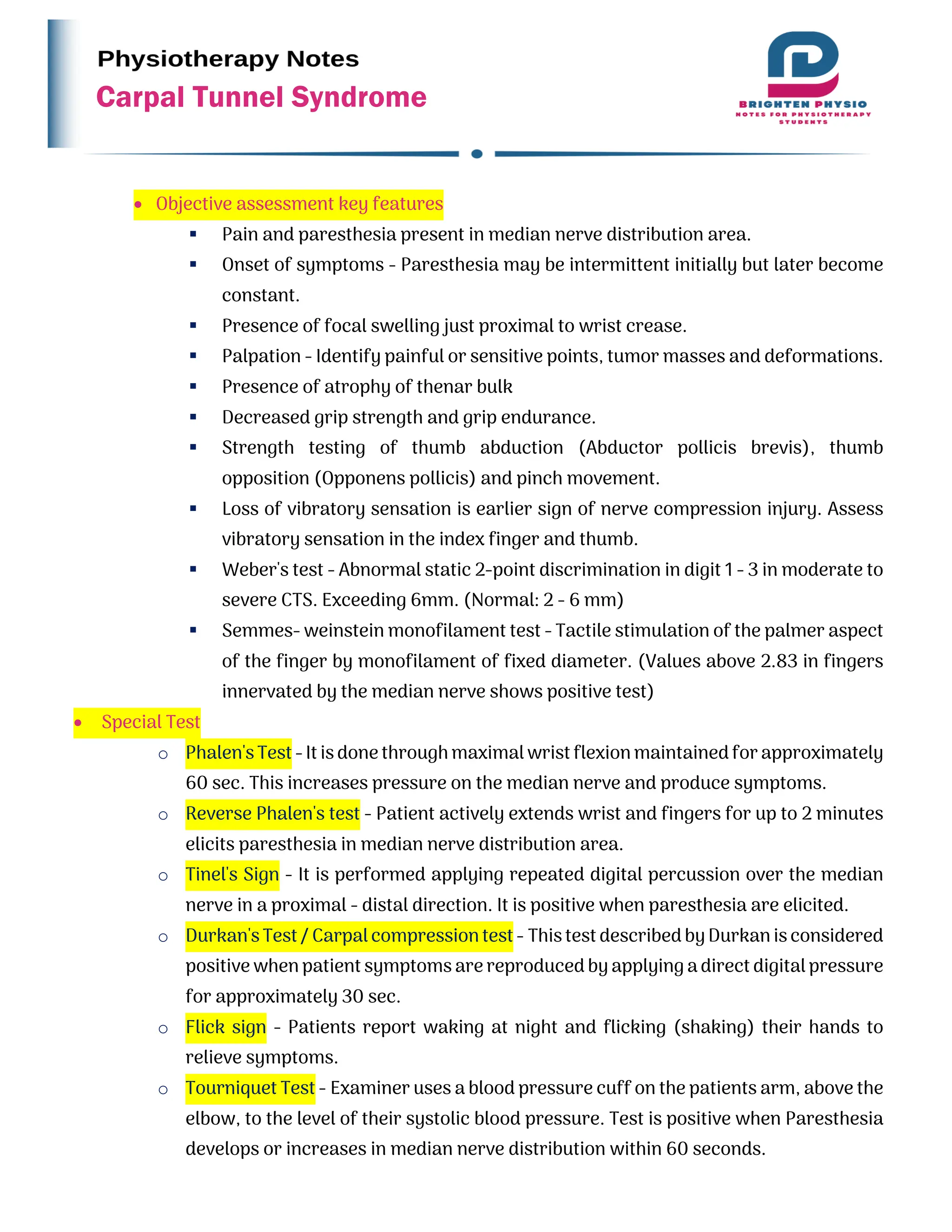 Physiotherapy Notes - Carpal Tunnel Syndrome.pdf