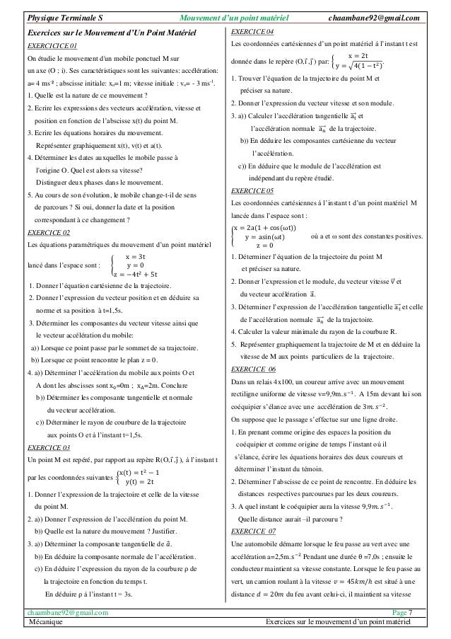 probleme physique terminale