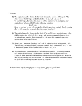 Double Slit Experiment | DOCX | Physics | Science