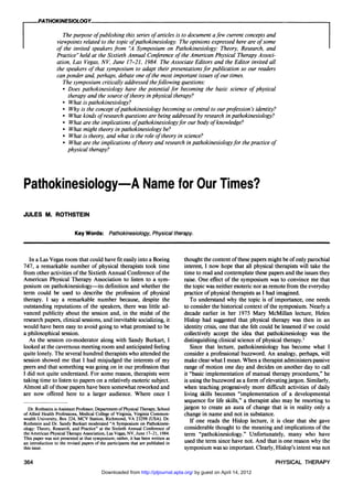 Phys ther 1986-rothstein-364-5 | PDF | Physical Therapy | Wellness