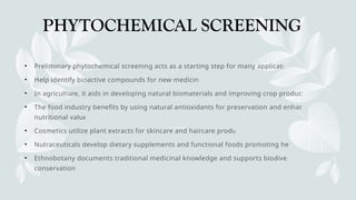phytochemical testing methodologies and principle for preliminary ...
