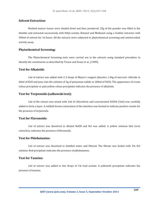PHYTOCHEMICAL SCREENING AND ANTIMICROBIAL ACTIVITY OF VARIOUS SOLVENT EXTRACTS OF ANNONA ...
