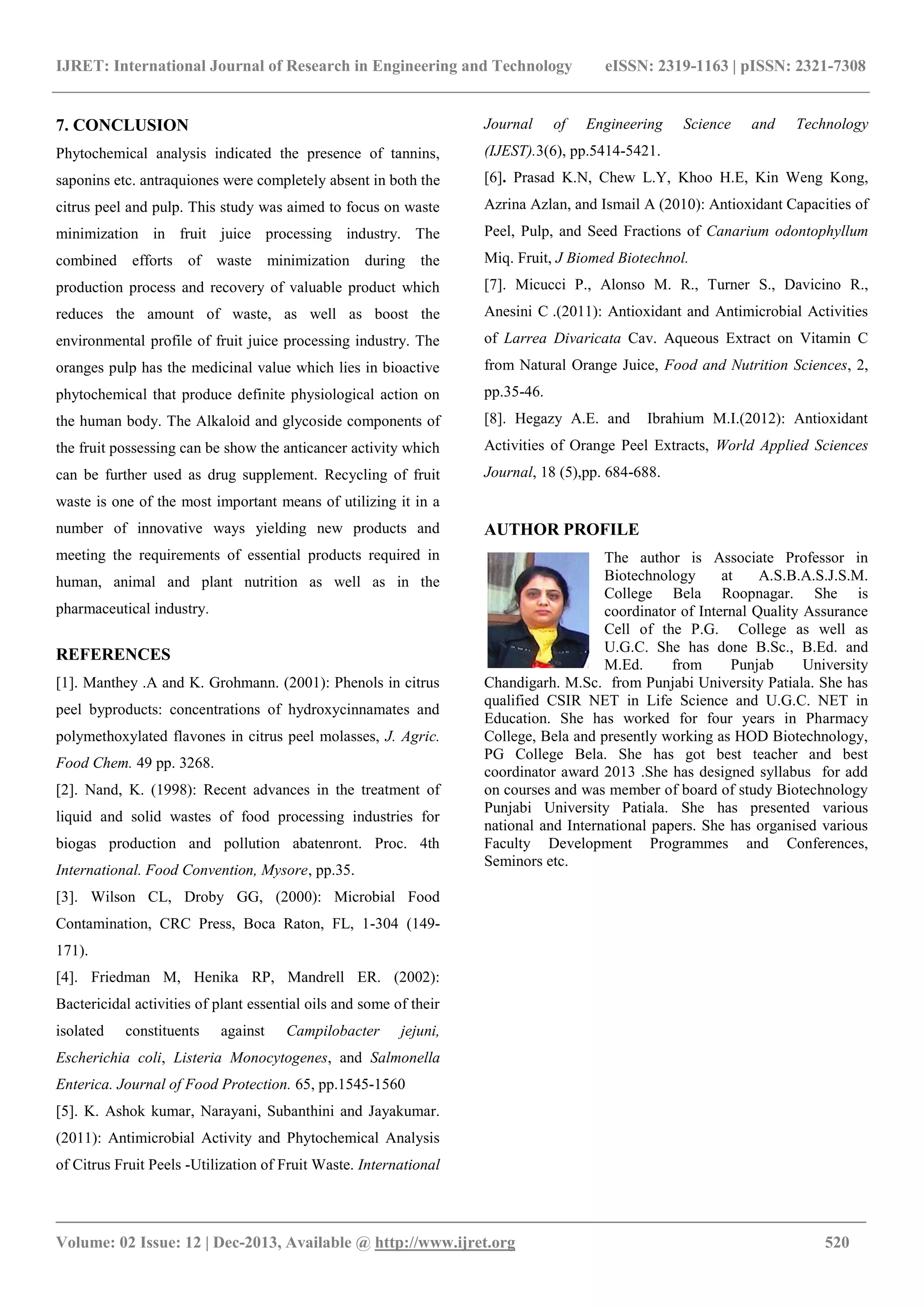 Phytochemical screening of orange peel and pulp | PDF