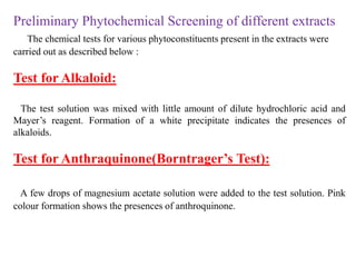 Phytochemical screening tests | PPTX