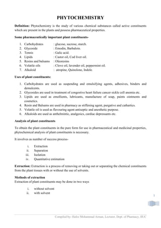 Phytochemistry. Pharm-1203, Pharmacognosy and Phytochemistry-II | DOCX