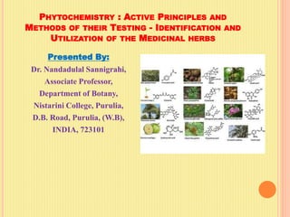 Phytochemistry : Active Principles and Methods of idemtification ...