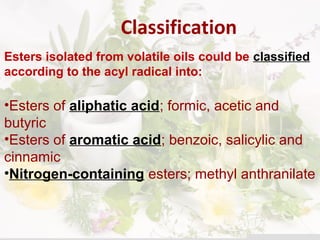 Phytochemistry essential oils esters, oxides and peroxides | PPT