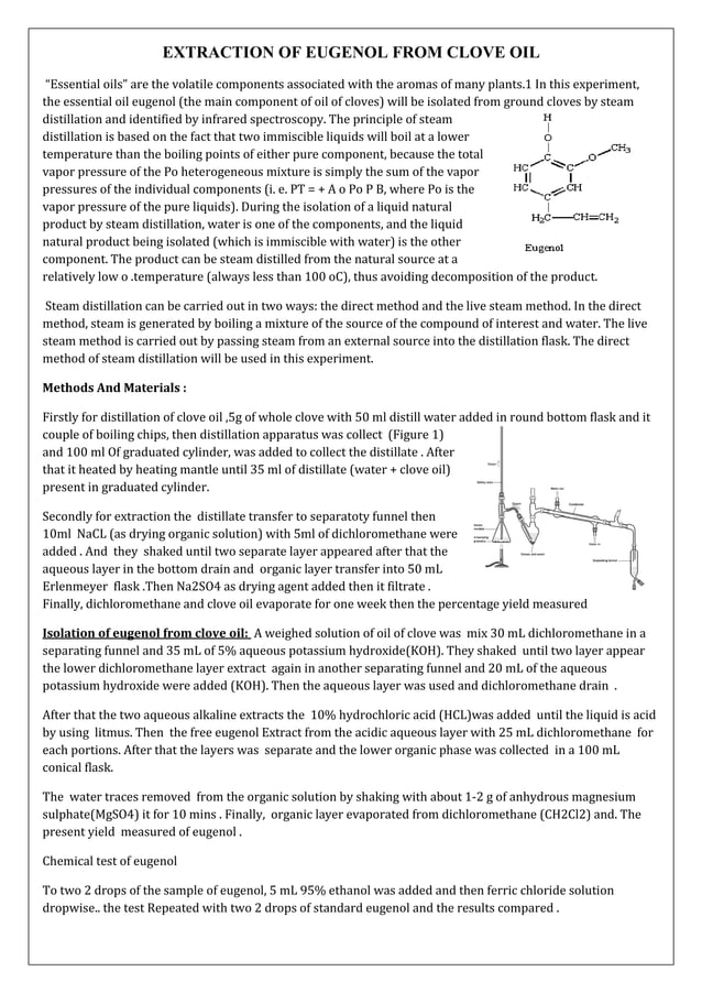 Extraction of eugenol and caffeine experiment | PDF