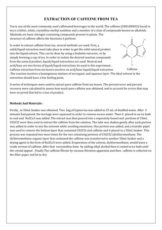 Extraction of eugenol and caffeine experiment | PDF