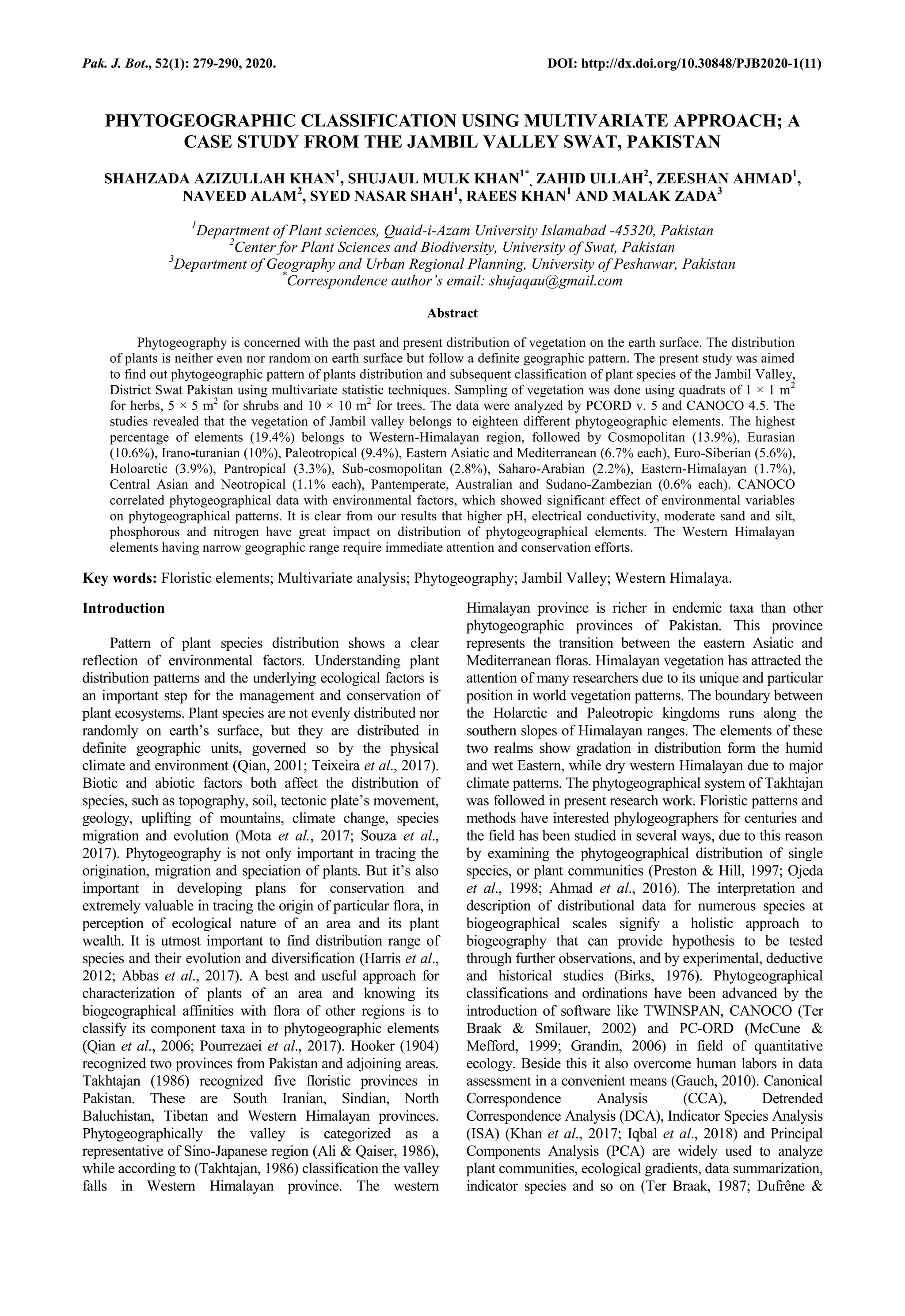 Phytogeographic classification using multivariate approach | PDF