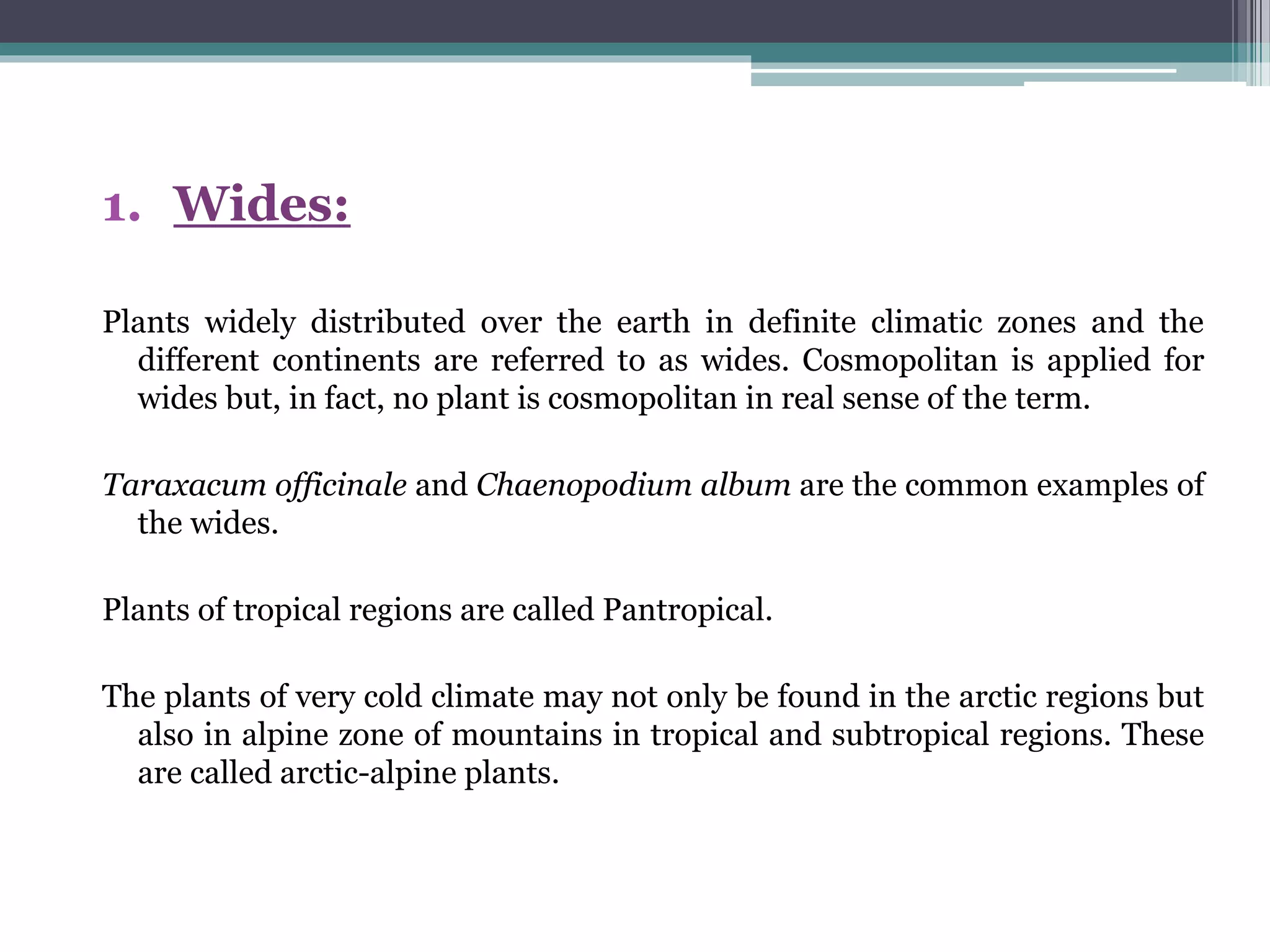 Phytogeography, climate, vegetation and botanical zones | PPTX
