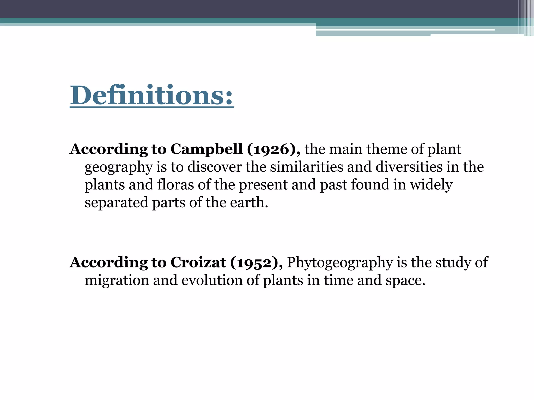 Phytogeography, climate, vegetation and botanical zones | PPTX