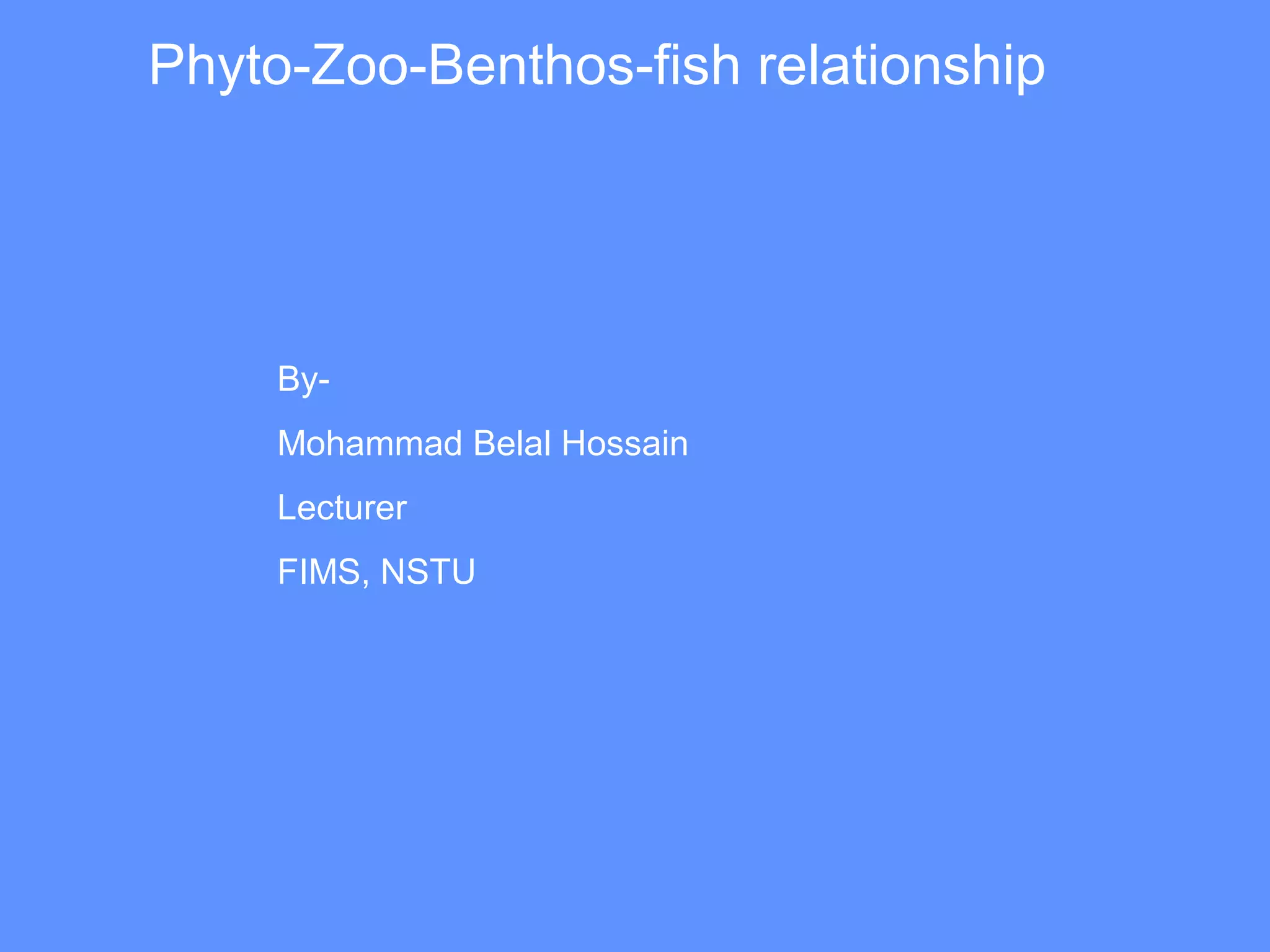 Phytoplankton,zoooplankton,benthos,fish relationship | PPT