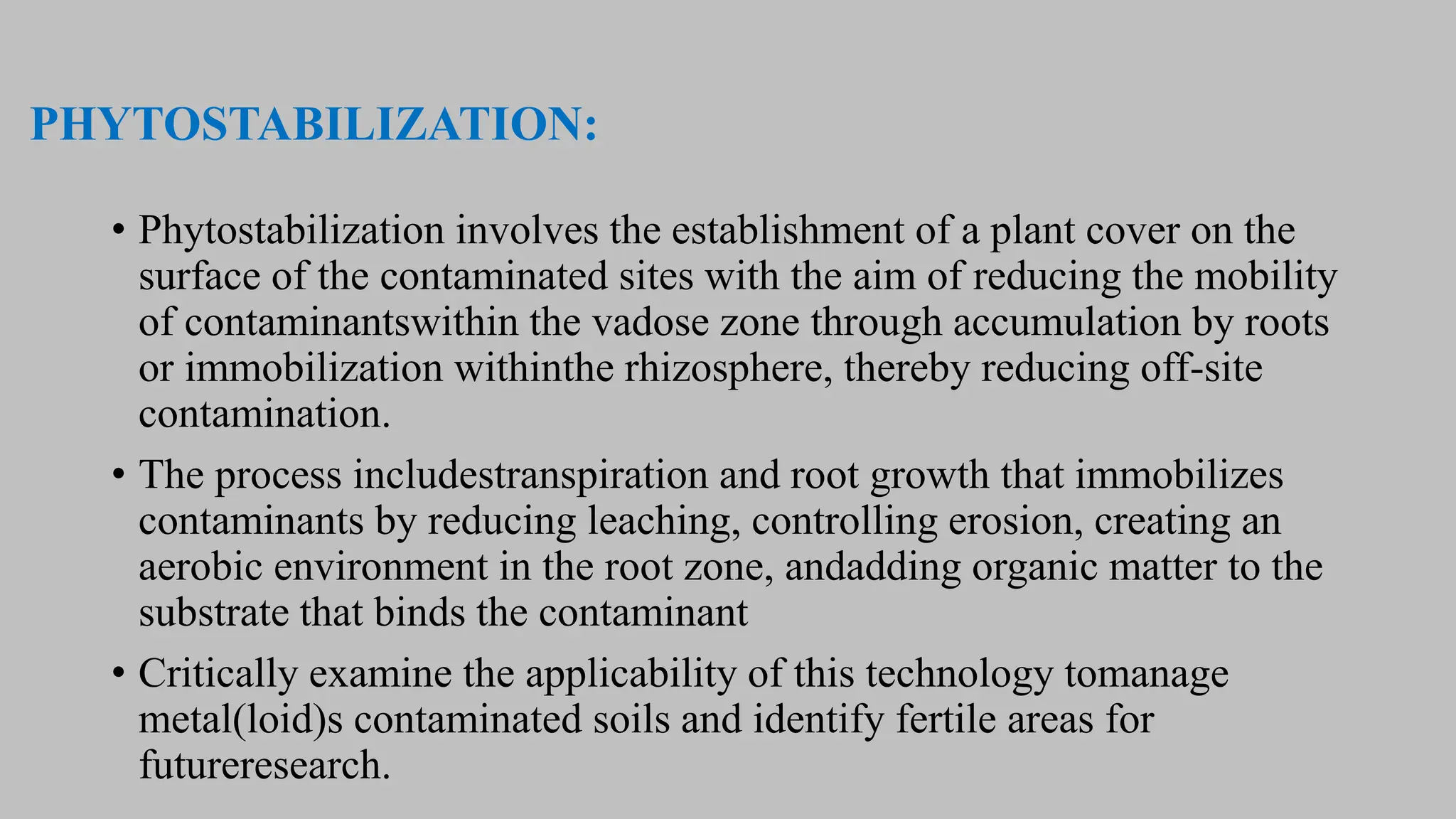 Bioremediation -phytostabilization And It's Types | PPTX