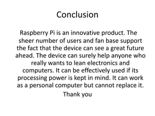 Raspberry pi | PPTX | Operating Systems | Computer Software and Applications