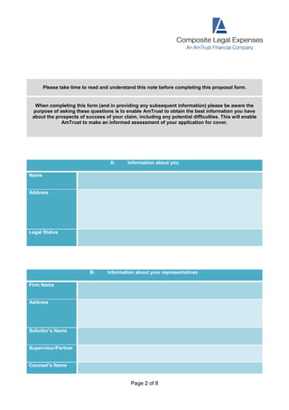 Personal Injury Northern Ireland.- CLE ATE Proposal Form | PDF