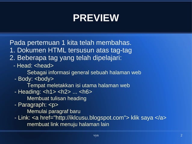 Pemrograman Internet - HTML (2) | PDF