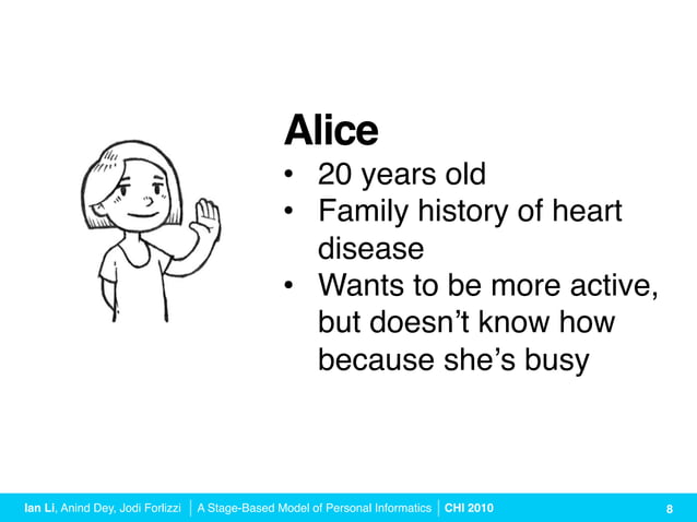 A Stage-Based Model of Personal Informatics Systems (CHI 2010 Talk) | PDF