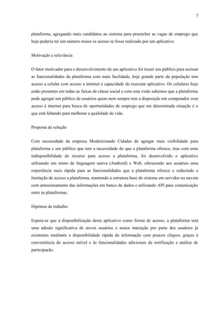 Aplicativo para candidatura a vaga de emprego | PDF