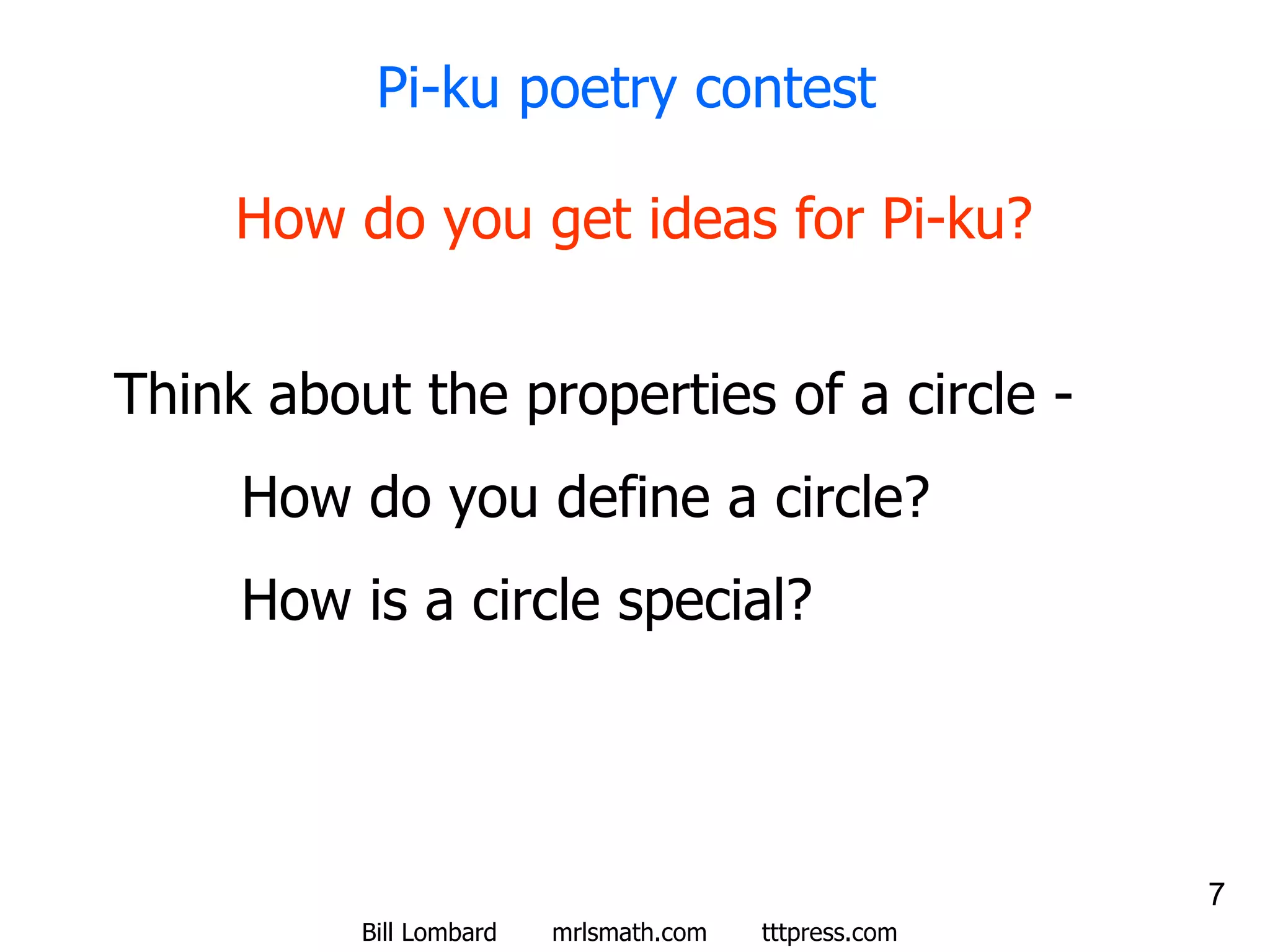 Pi Ku Poetry Contest | PPT | Physics | Science