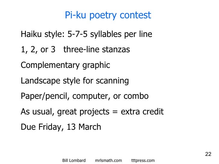 Pi Ku Poetry Contest