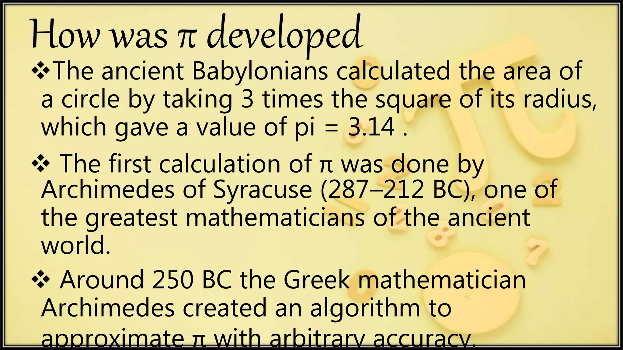 PI THE MATHEMATICAL CONSTANT | PPTX
