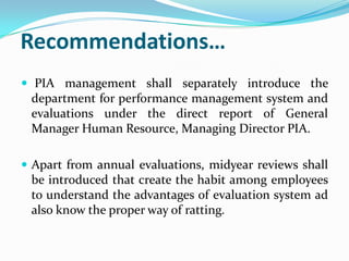 PIA Performance Evaluation System | PPT