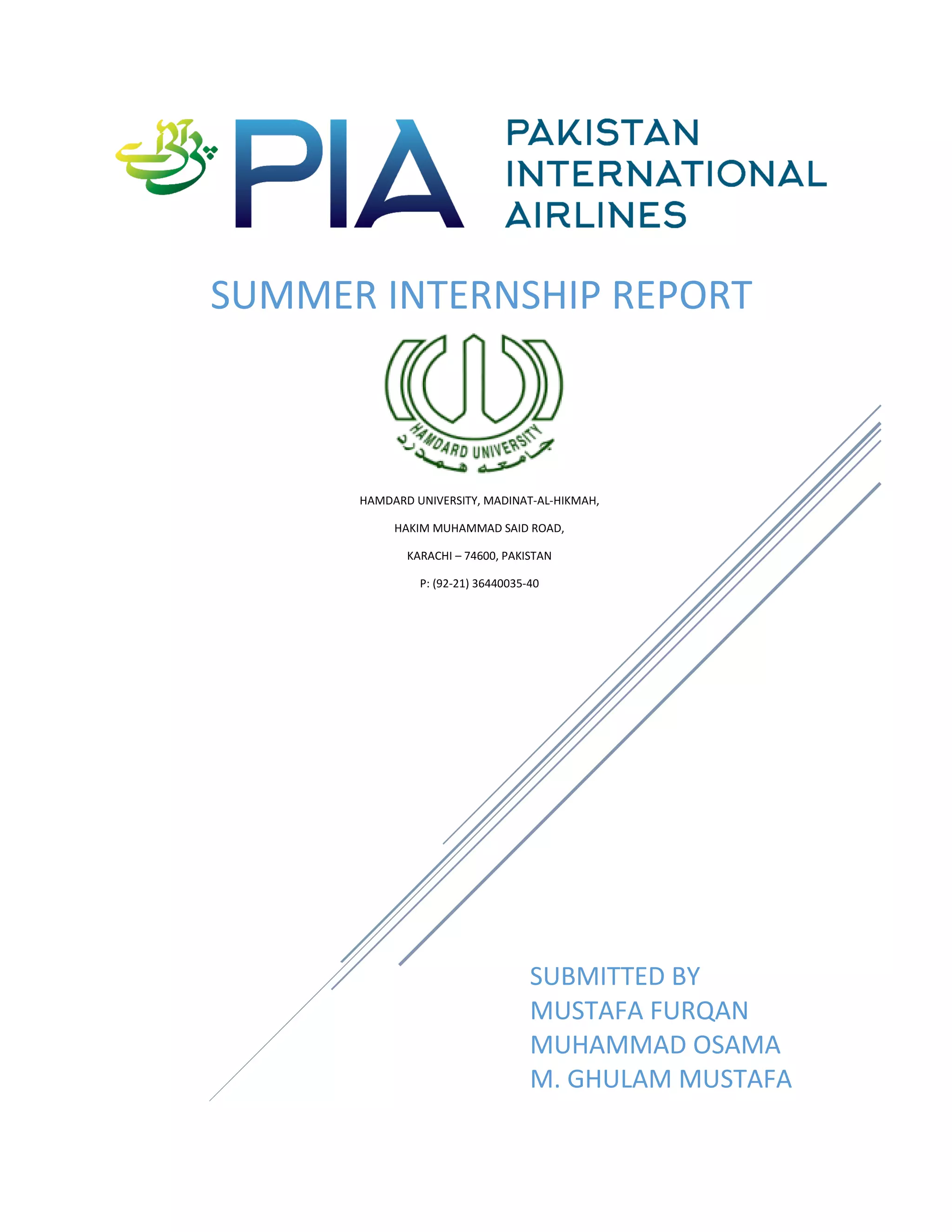 Pia Engineering internship report | PDF