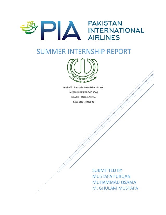 Pia Engineering internship report | PDF