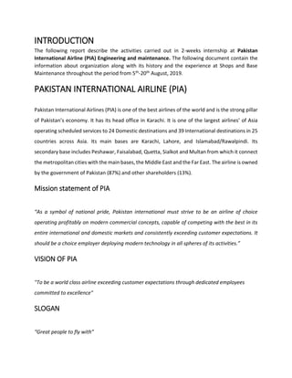 Pia Engineering internship report | PDF