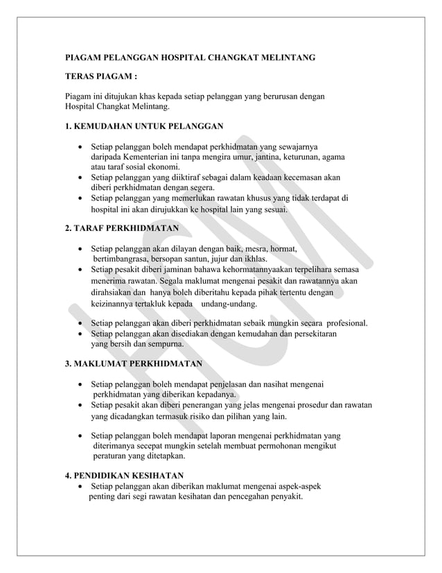 Piagam pelanggan HCM | PDF
