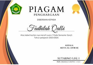 Piagam Penghargaan yang dibuat oleh adik | PDF