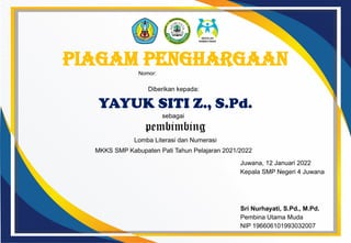 Contoh format Piagam Penghargaan sekolah | PPTX