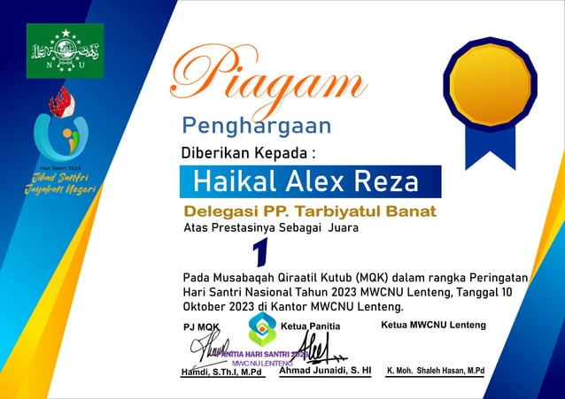 PIAGAM PENGHARGAAN - Haikal Alek Reza.pdf