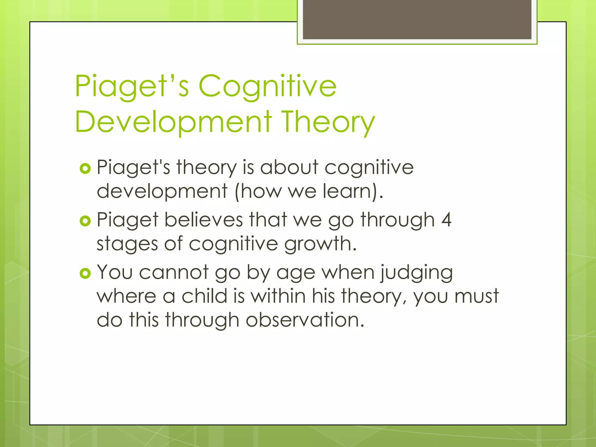 Piaget's Cognitive Development Theory | PPT