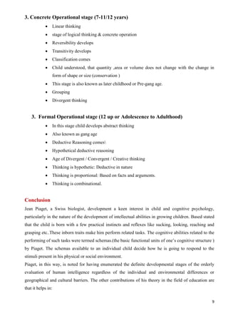 Piaget's Cognative Development | PDF