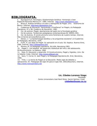 Piaget influencia en la pedagogia | PDF
