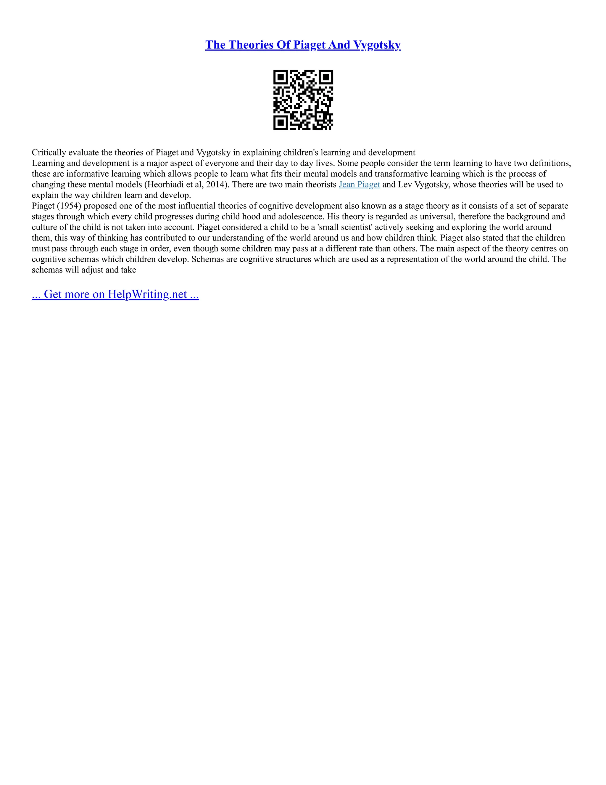 Piaget Observation | PDF