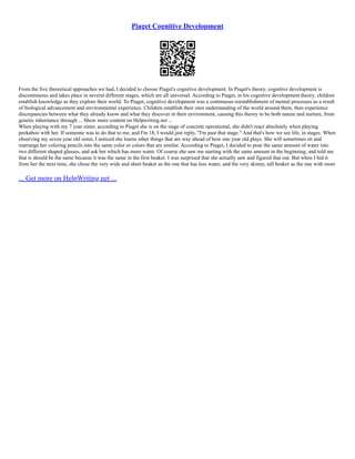 Piaget Observation | PDF