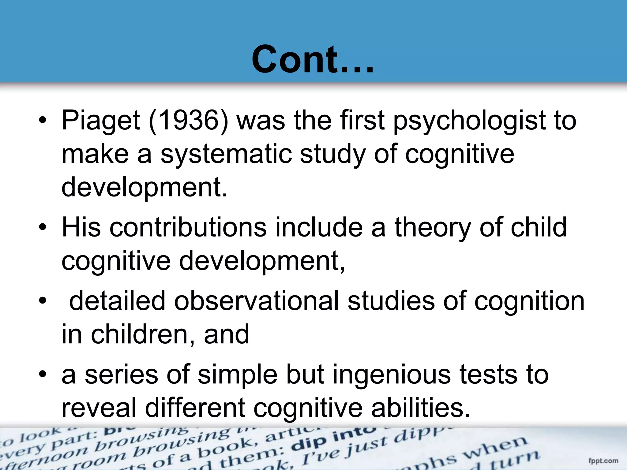 Piagets Cognitive learning theory | PPT | Free Download