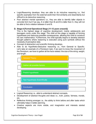 Piaget's Theory of Cognitive Development.docx | Genetics | Science
