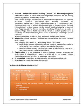 Piaget's Theory of Cognitive Development.docx | Genetics | Science
