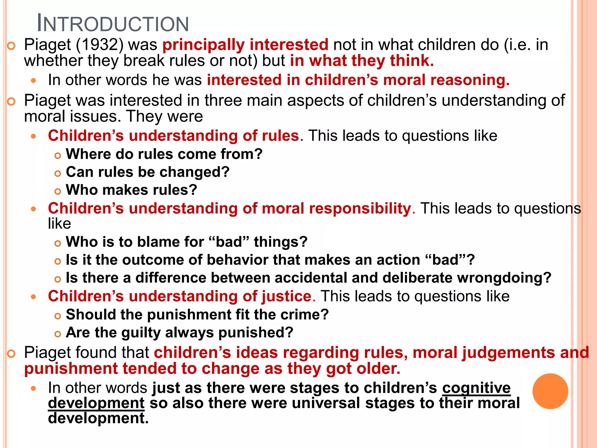 Piaget's theory of moral development | PPTX