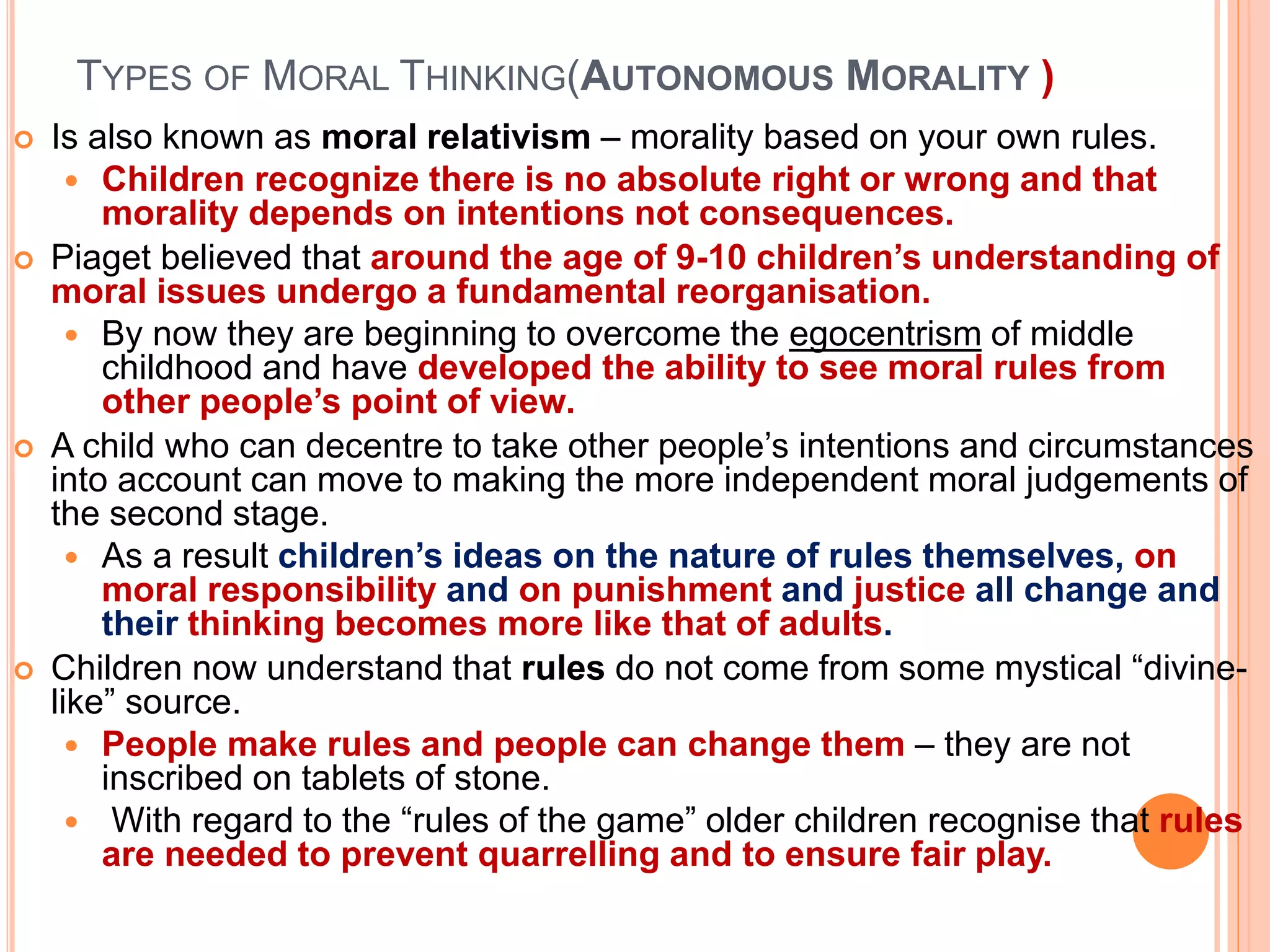 Piaget's theory of moral development | PPTX