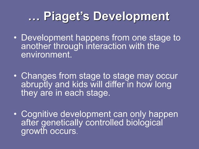 Jean Piaget Theory Of Cognitive Development | PPT | Education