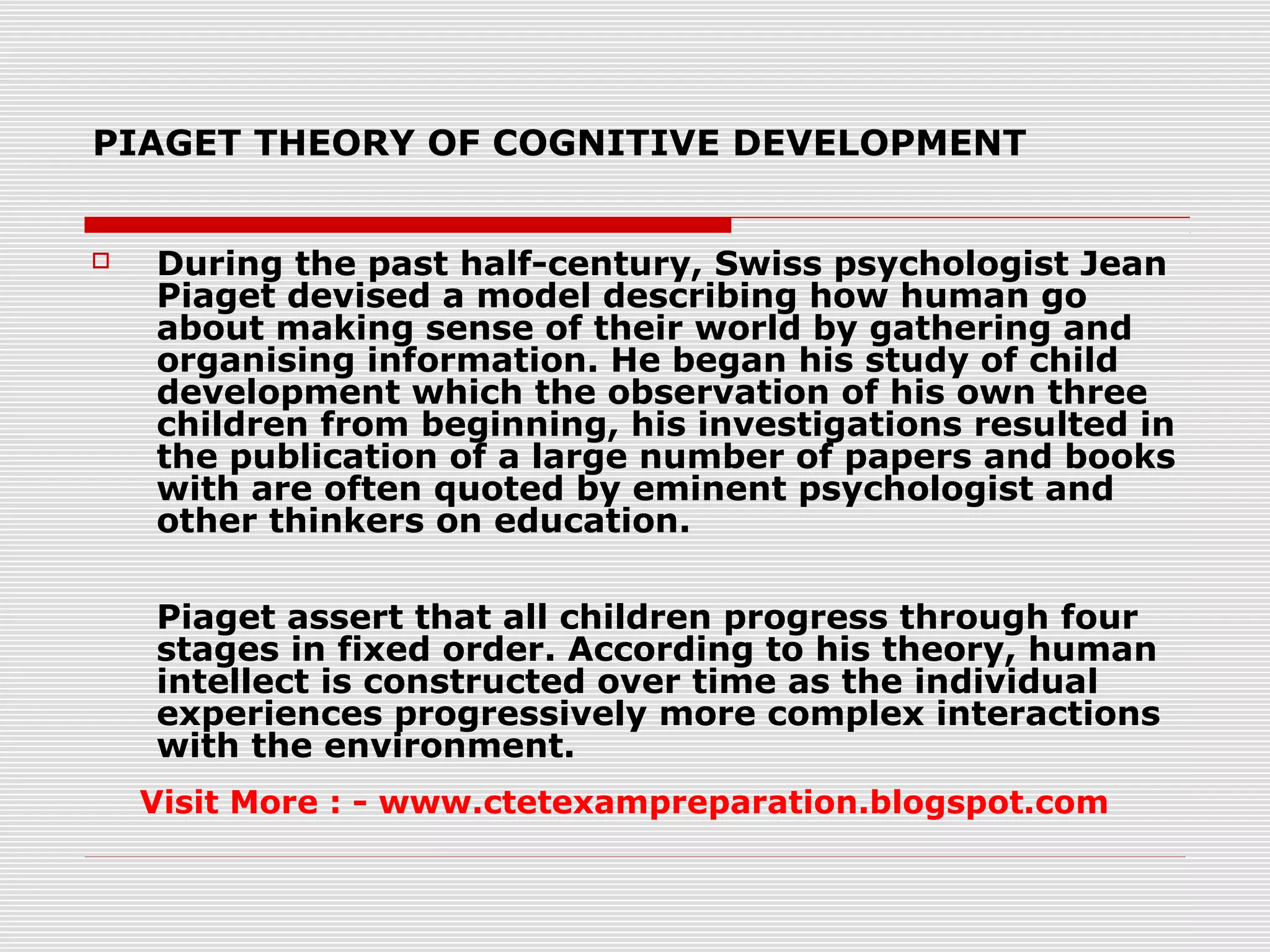 Piaget theory of cognitive development | PPT