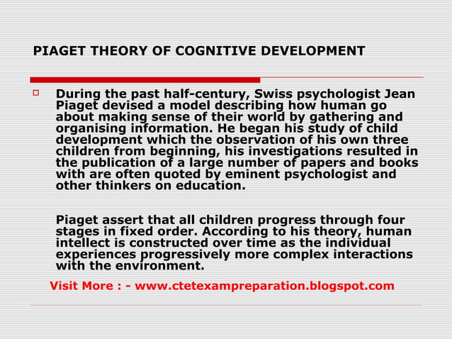 Piaget theory of cognitive development | PPT