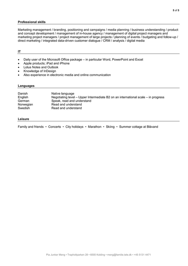 Pia junker meng cv 2015 050515 linked in | PDF | Free Download